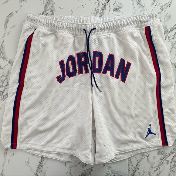 Jordan | Shorts | Air Jordan Dna Mesh Logo Shorts White Red Blue | Poshmark